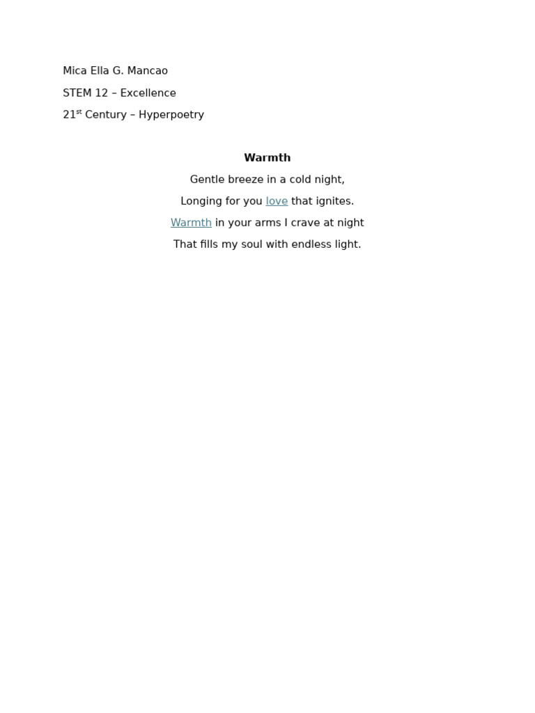Hyperlink Poem - M.E.G.M | PDF