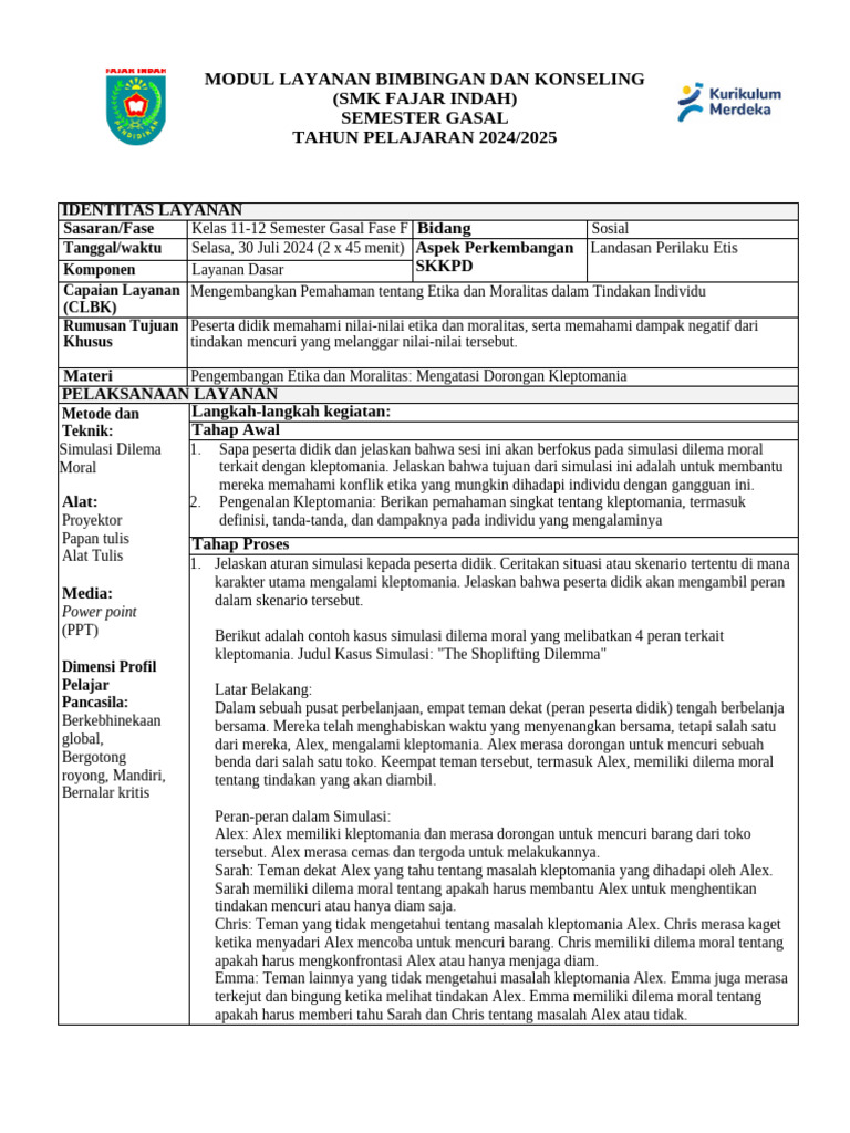 Kleptomania (MODUL LAYANAN GANJIL) | PDF