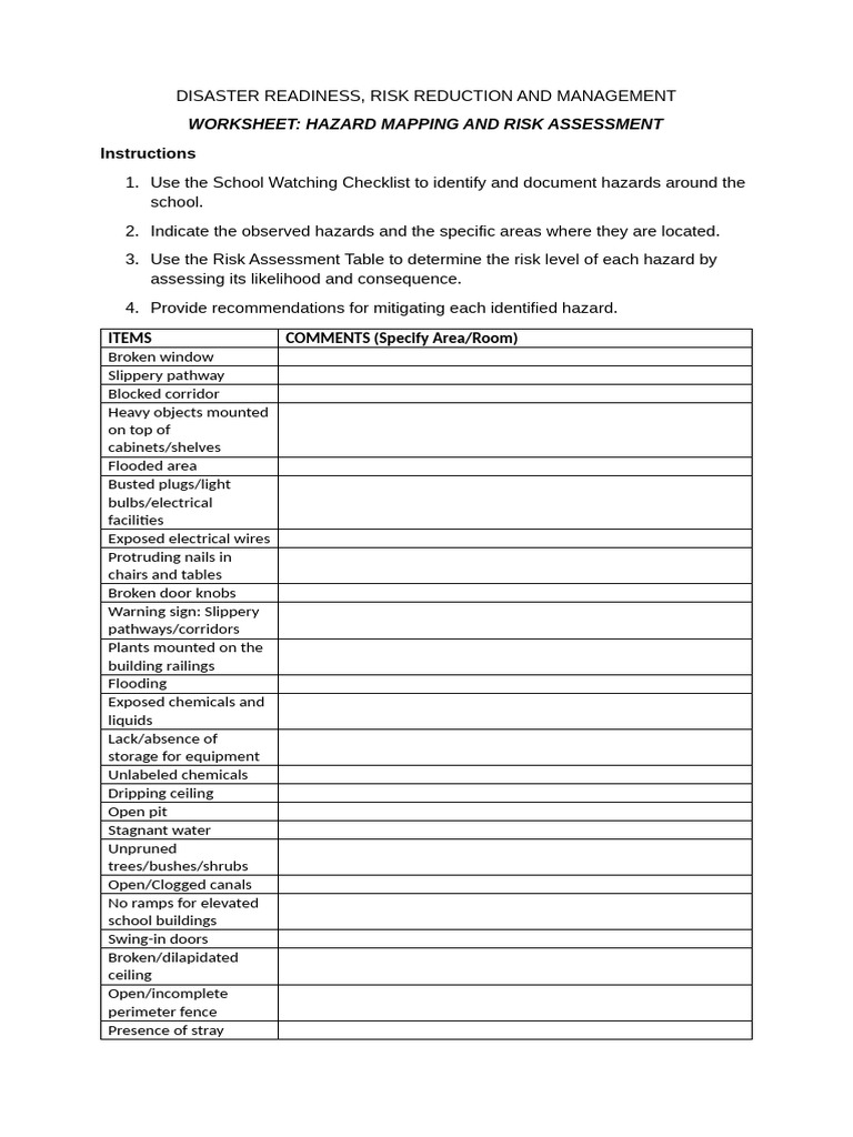 Disaster Readiness Worksheet | PDF