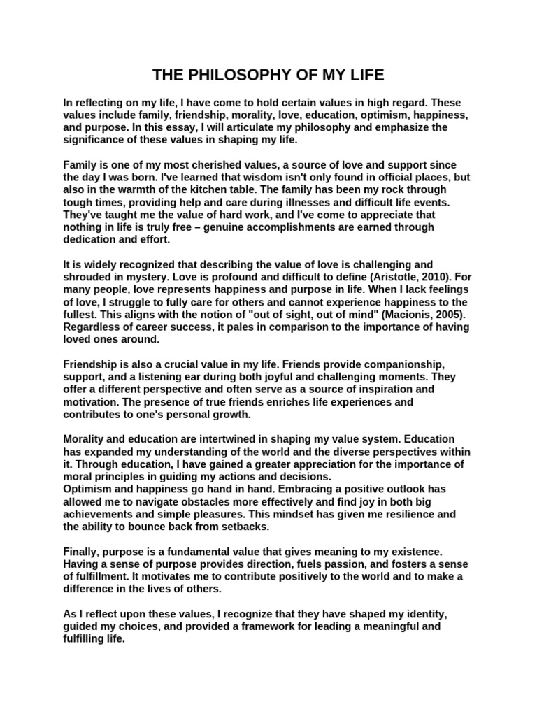 THE PHILOSOPHY OF MY LIFE | PDF | Happiness | Love