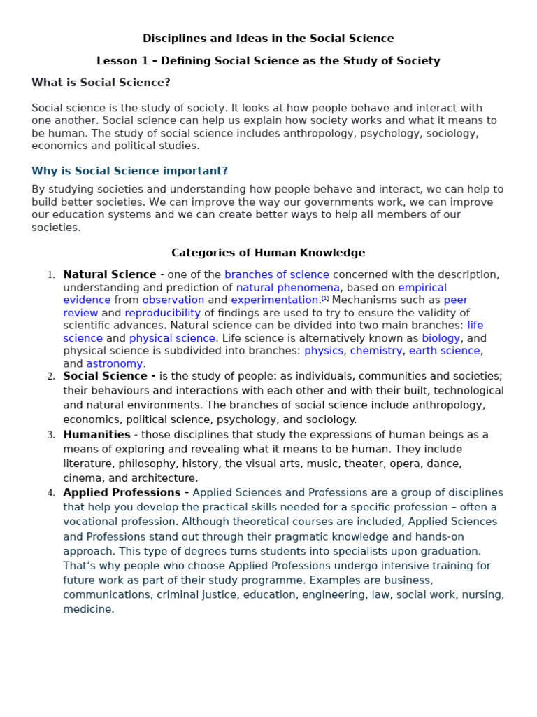 Introduction To Social Science | PDF | Science | Social Sciences