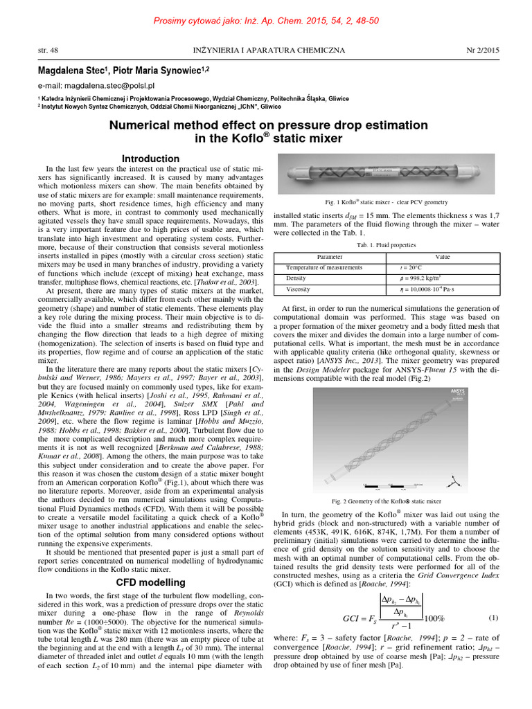 Numerical Method Effect On Pressure | PDF | Computational Fluid ...