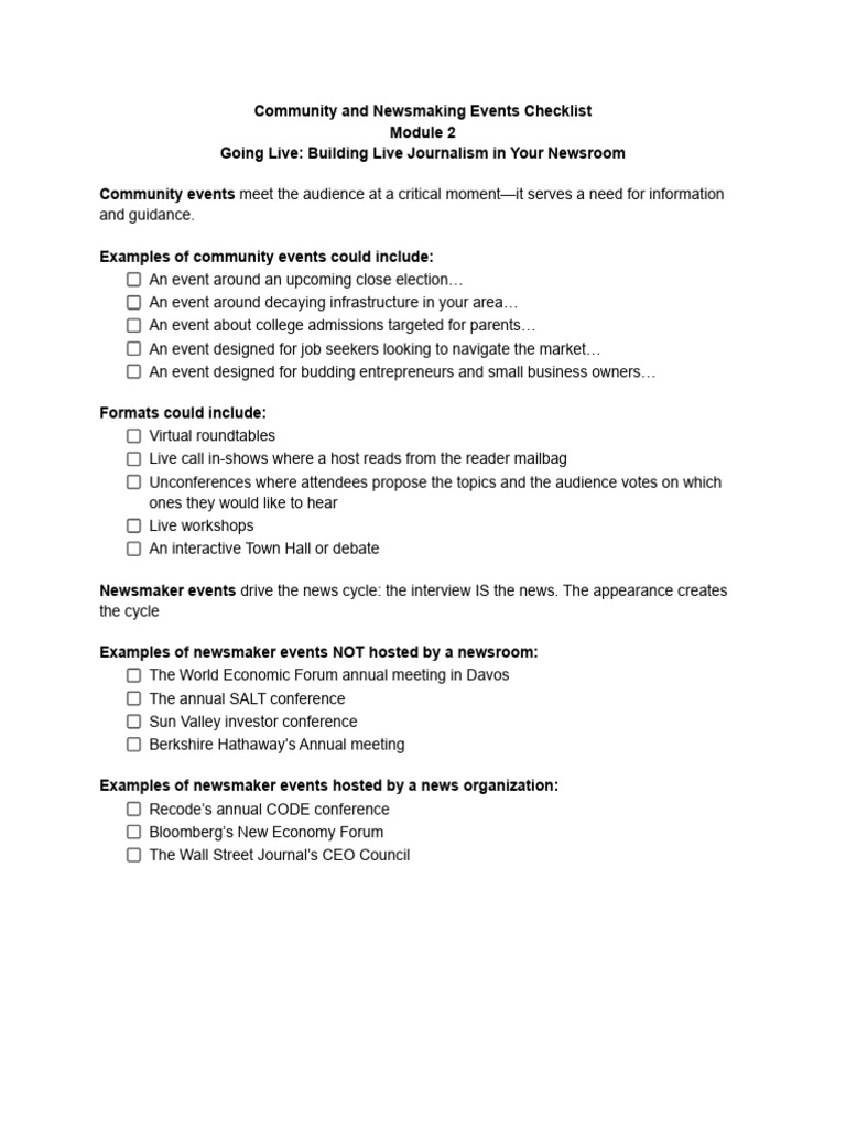 Community Event Planning for Newsrooms | PDF