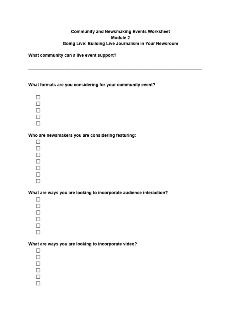 Worksheet - Community V Newsmaking Events | PDF
