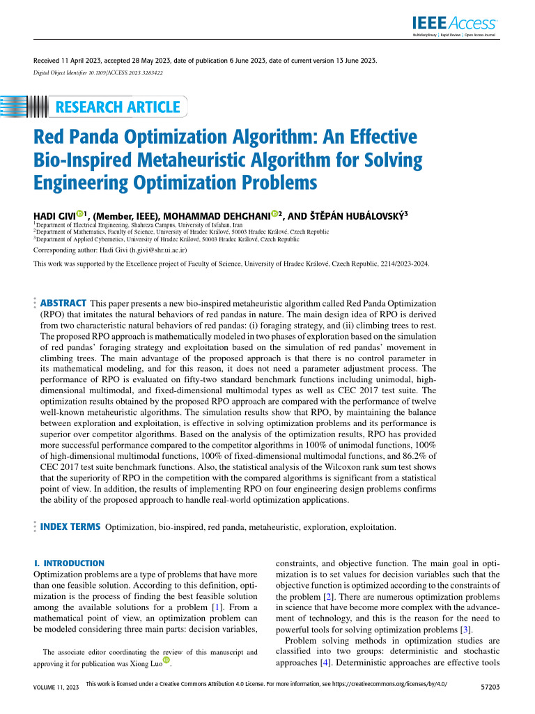 Red Panda Optimization Algorithm An Effective Bio-Inspired Metaheuristic Algorithm For Solving ...