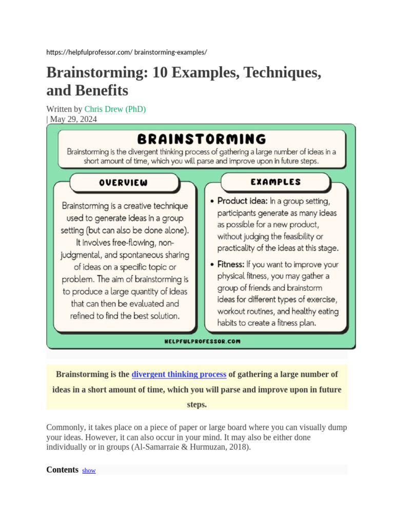 Brainstorming Pdf Brainstorming Creativity