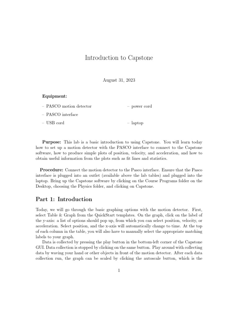Lab 1 - Introduction To Capstone | PDF | Graphical User Interfaces | Acceleration