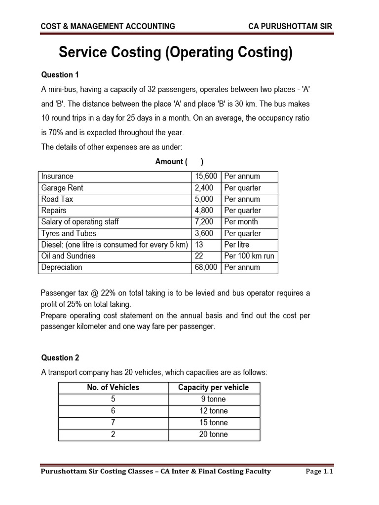 1st. SERVICE COSTING - PAGES 38 | PDF | Bus | Hospital