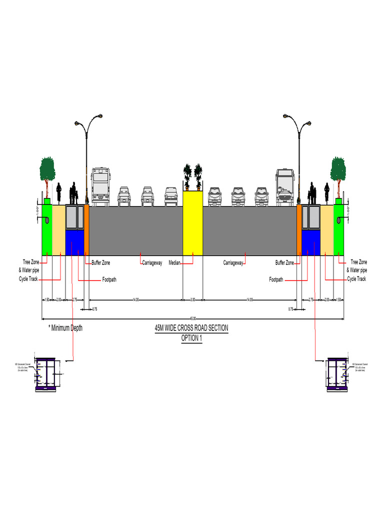 45M Wide Cross Road Section Design | PDF | Transport Infrastructure ...