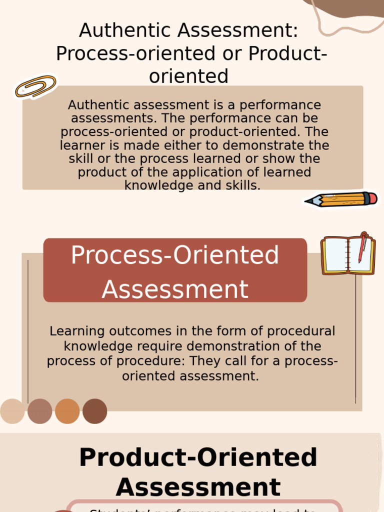 Authentic Assessment Process and Product Oriented Assessment | PDF
