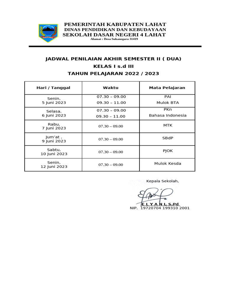 Jadwal Pas 2023 | PDF