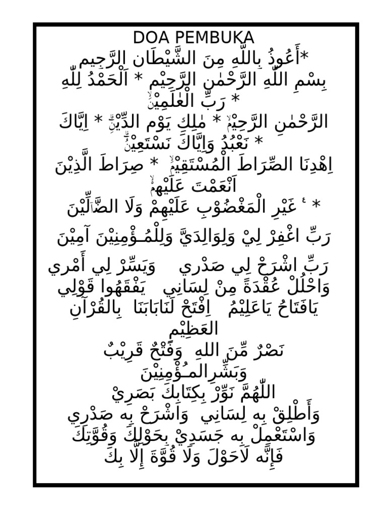 Doa Pembuka Dan Penutup Ummi | PDF