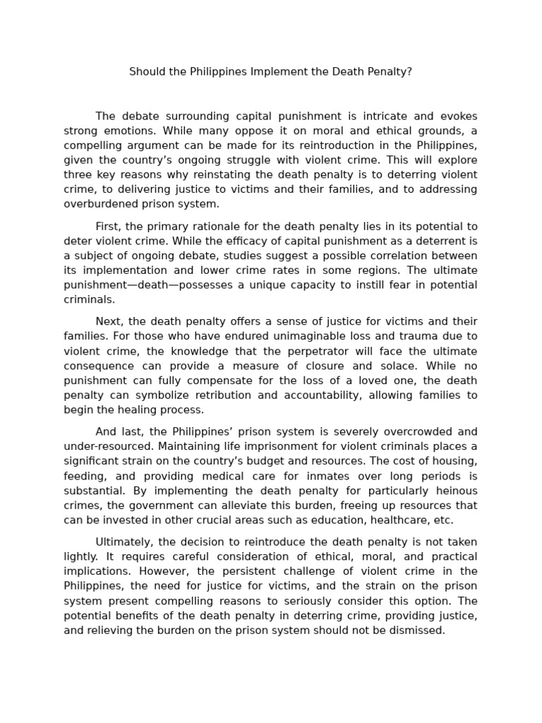 Death Penalty Debate in the Philippines | PDF