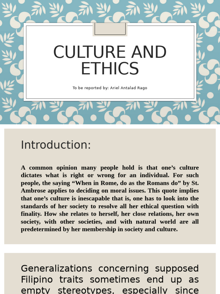Culture and Ethics - Rago Ariel | PDF | Relativism | Argument