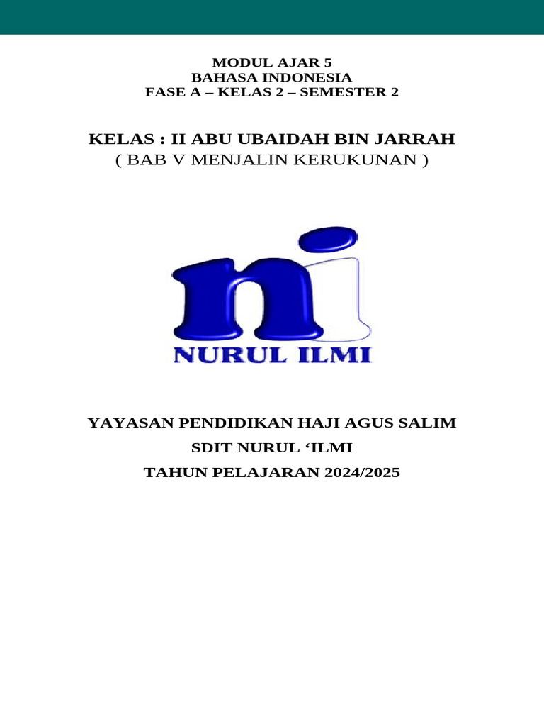 2B Modul Ajar (Ma-5) Esps Bahasa Indonesia Kelas 2 Bab 5 | PDF