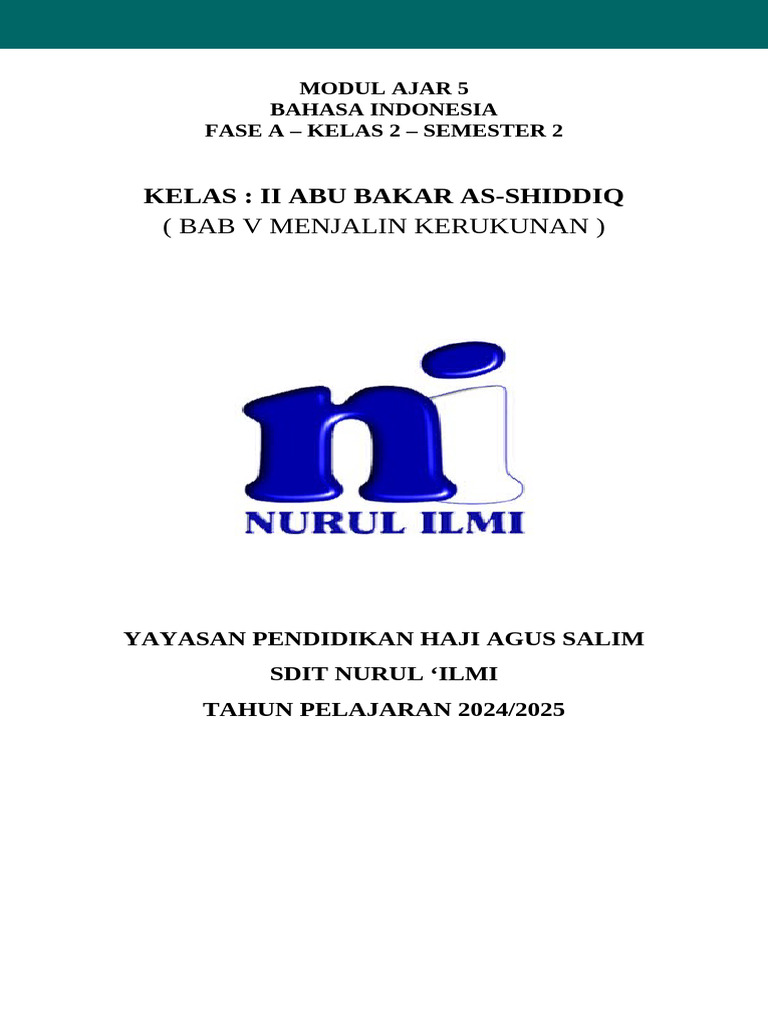 2A MODUL AJAR (MA-5) ESPS BAHASA INDONESIA KELAS 2 BAB 5 | PDF