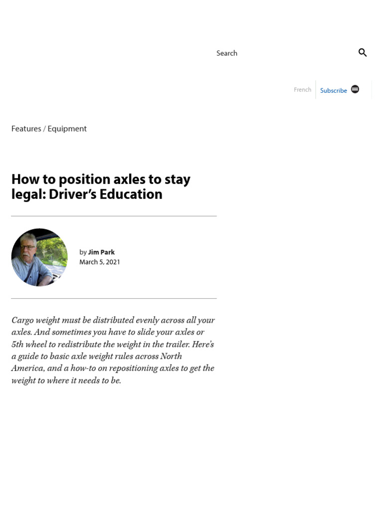 How To Position Axles To Stay Legal - Driver's Education - Truck News ...
