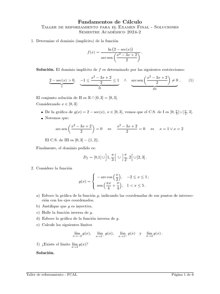 Solucionario - Taller EF - 2024-2 | PDF | Conceptos matemáticos | Álgebra