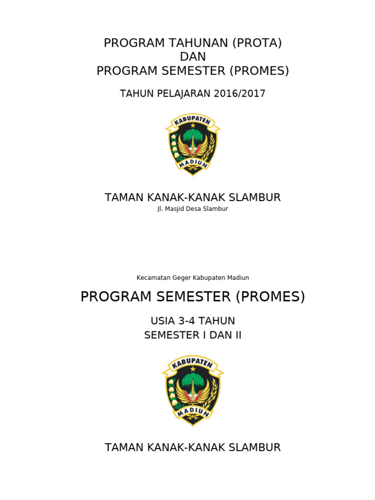 Prosem Paud Kurikulum 2013 KLP B | PDF