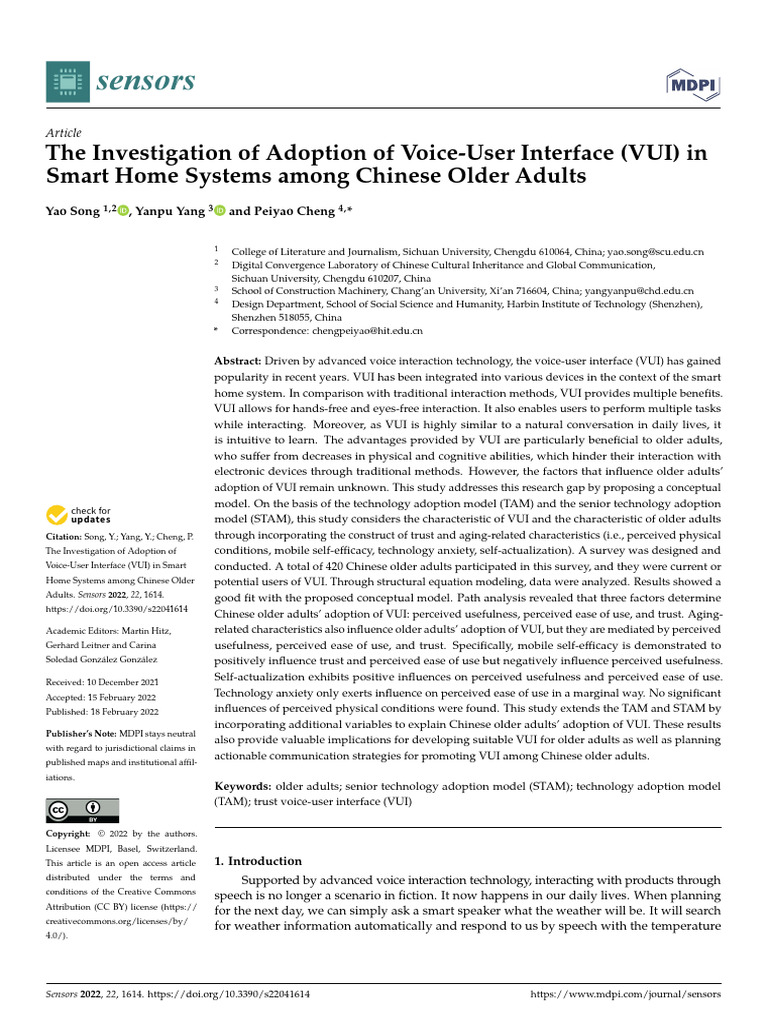 The Investigation of Adoption of Voice-User Interface (VUI) in Smart Home Systems Among Chinese ...
