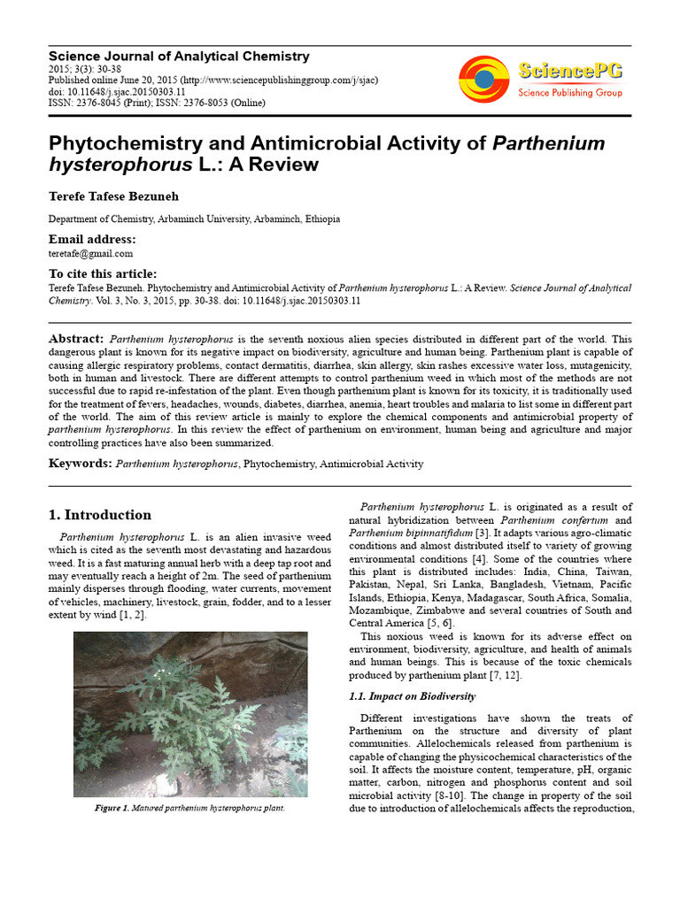 Phytochemistry and Antimicrobial Activit | PDF | Herbicide | Weed