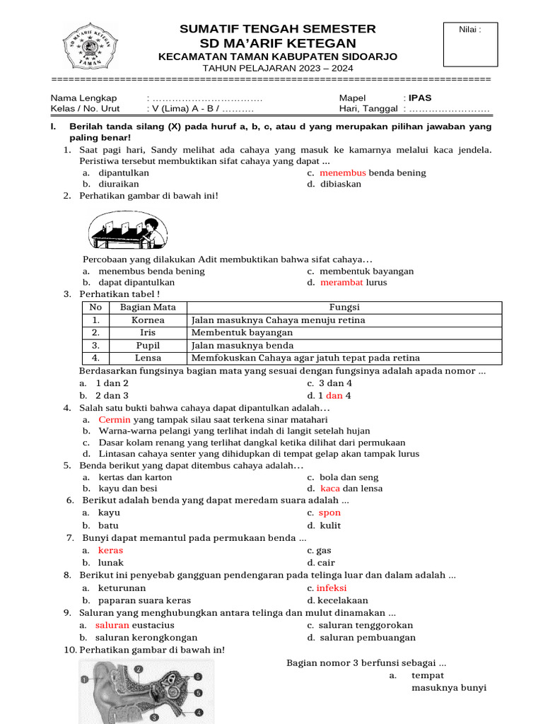 STS Kelas 5 Tahun 23-24 Mapel Ipas | PDF