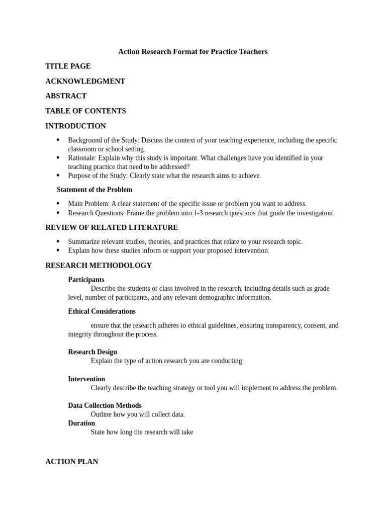 Action-Research-Format-for-Practice-Teachers | PDF | Cognition | Learning