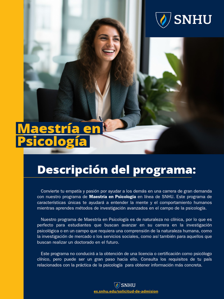 801 Snhu Folleto Maestria Psicologia | PDF | Sicología | Psicología Social