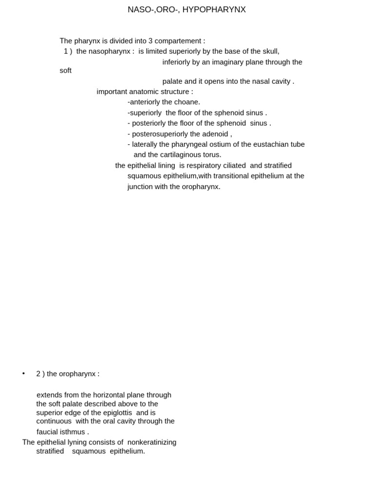 NASO-,ORO-, HYPOPHARYNX Lesson | PDF