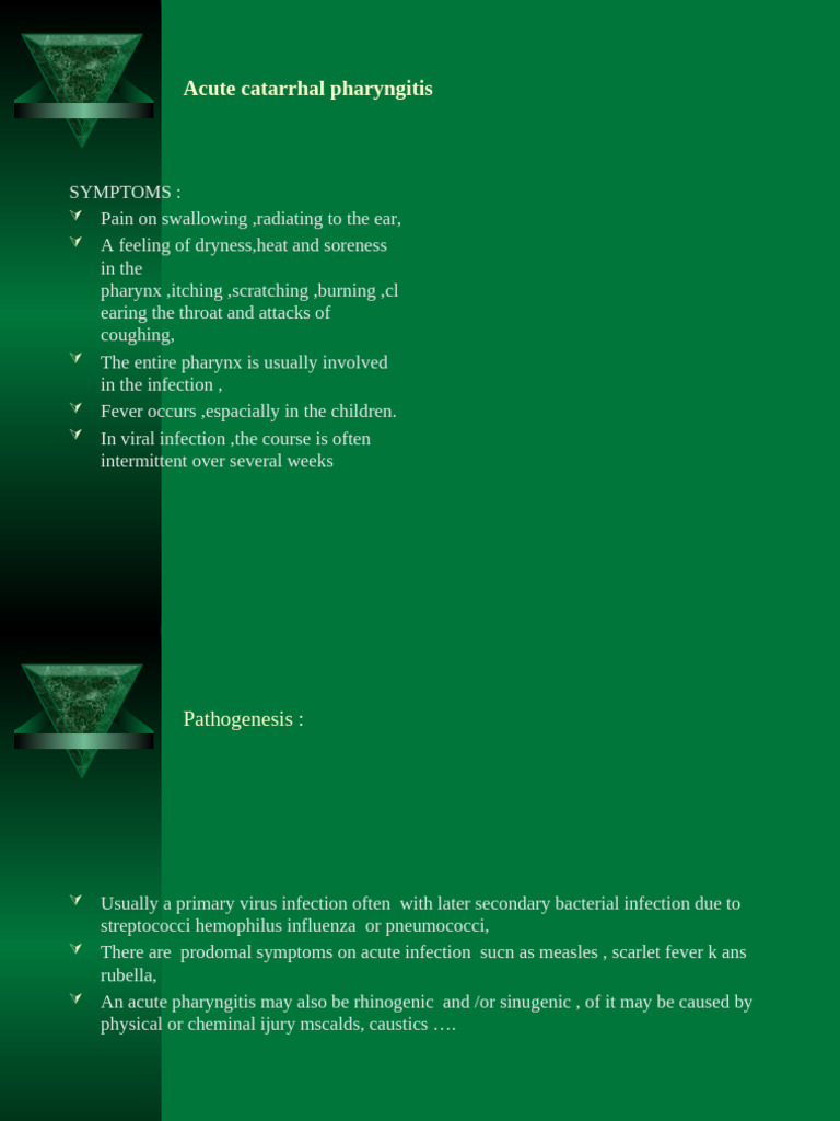 Acute Catarrhal Pharyngitis Lesson + | PDF