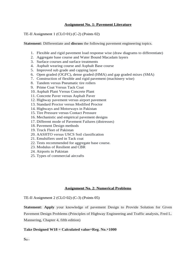 Assignments Statements 2K21 | PDF | Road Surface | Civil Engineering