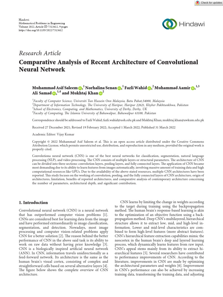 Mathematical Problems in Engineering - 2022 - Saleem - Comparative ...