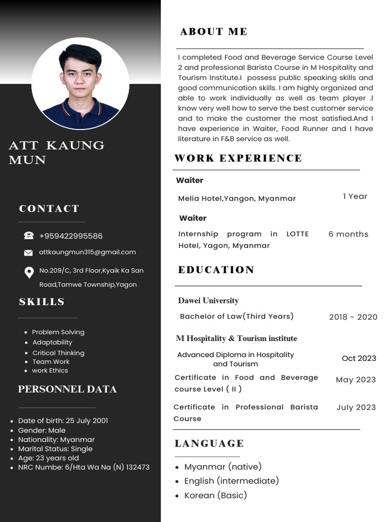Att Kaung Mun CV Resume.pdf 2 | PDF