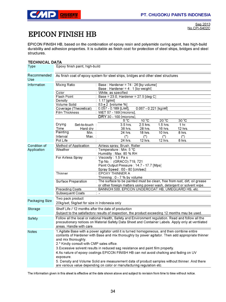 02 - TDS EPICON FINISH HB (Internal and External Top Coat) | PDF
