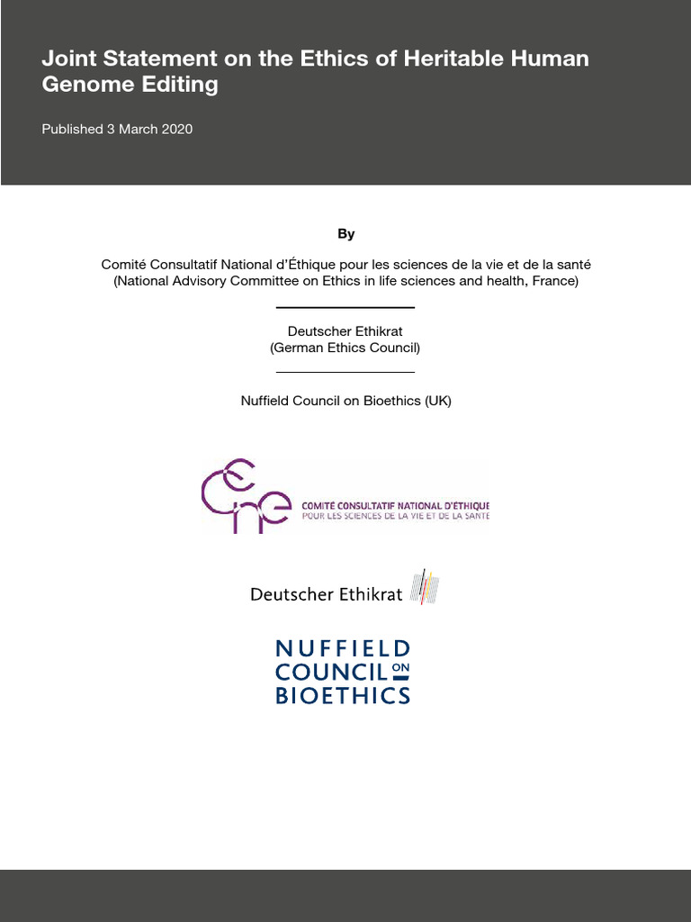 Ethics of Heritable Human Genome Editing | PDF | Genetics