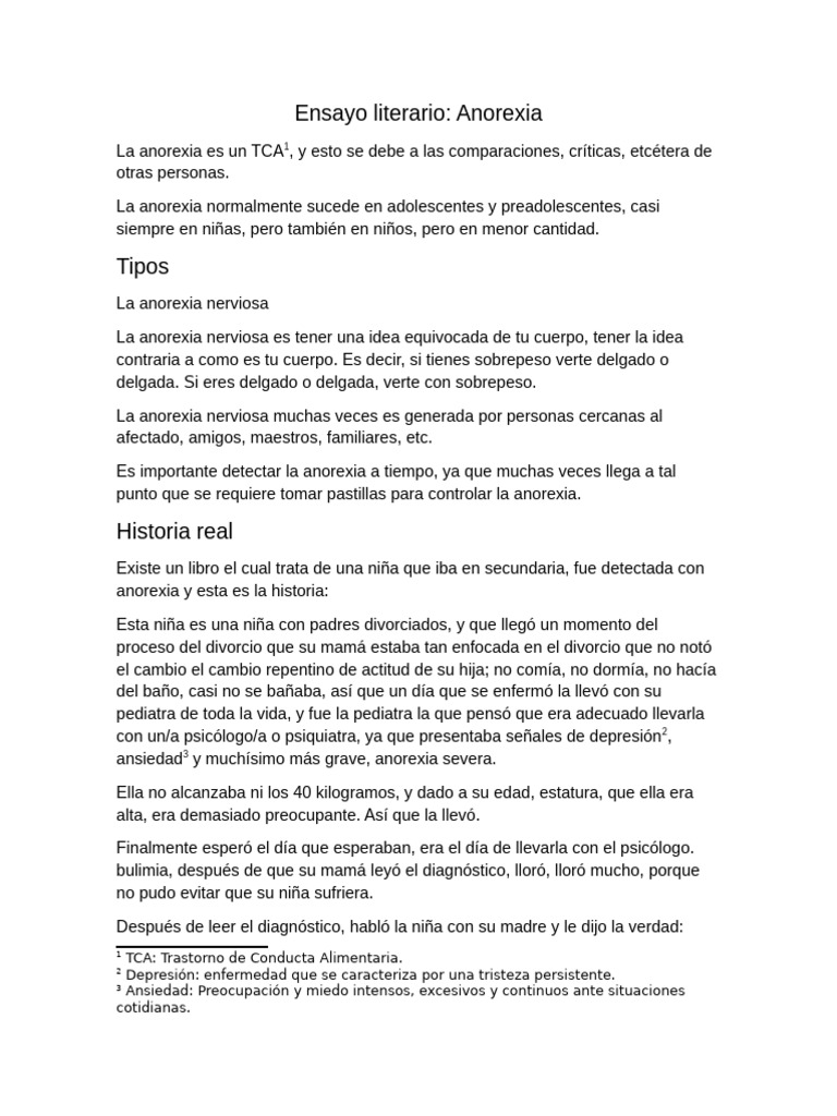 Anorexia: Causas, Síntomas y Tratamiento | PDF | Anorexia nerviosa ...