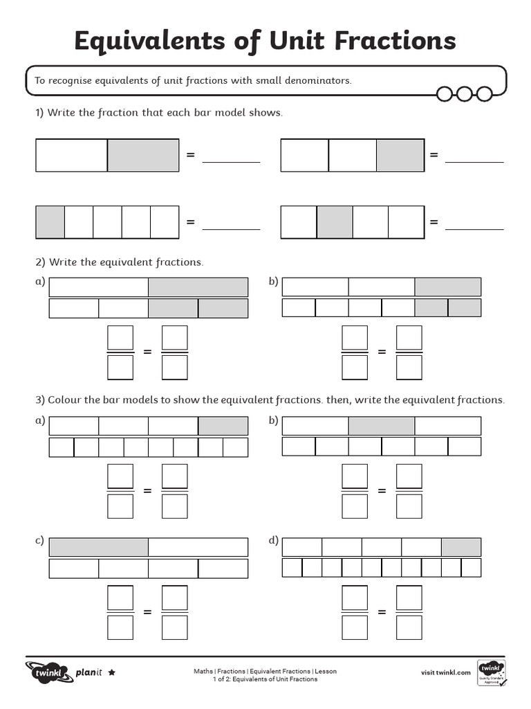 Unit Fraction Equivalents Worksheet | PDF | Mathematical Notation ...