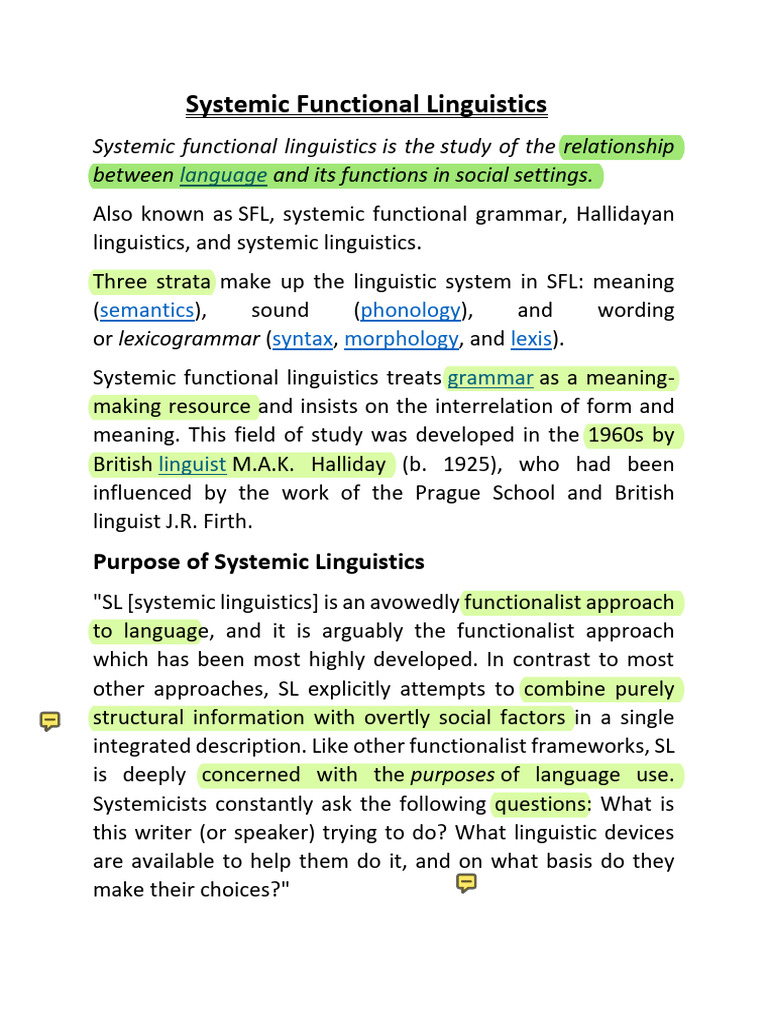 Systemic Functional Linguistics Overview | PDF | Semantics | Linguistics