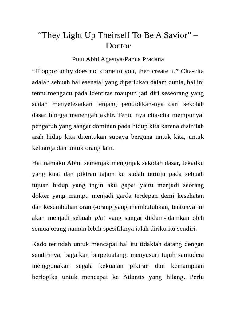 Cita-Cita Abhi Menjadi Dokter | PDF