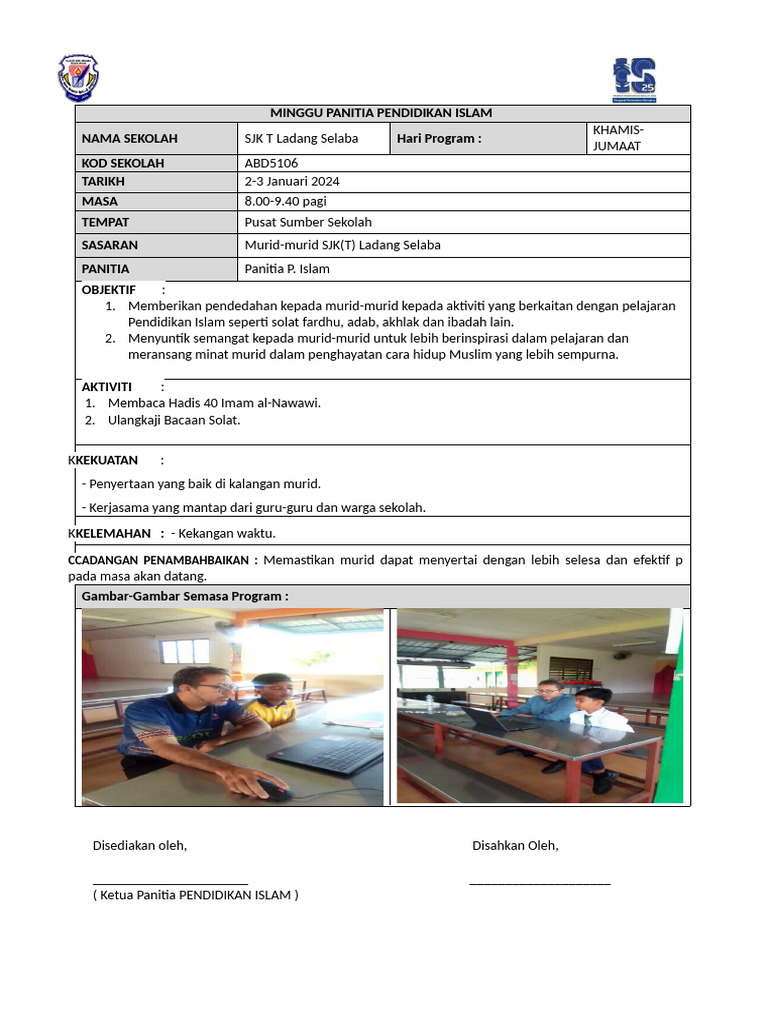 Program Pendidikan Islam SJK T Ladang Selaba | PDF