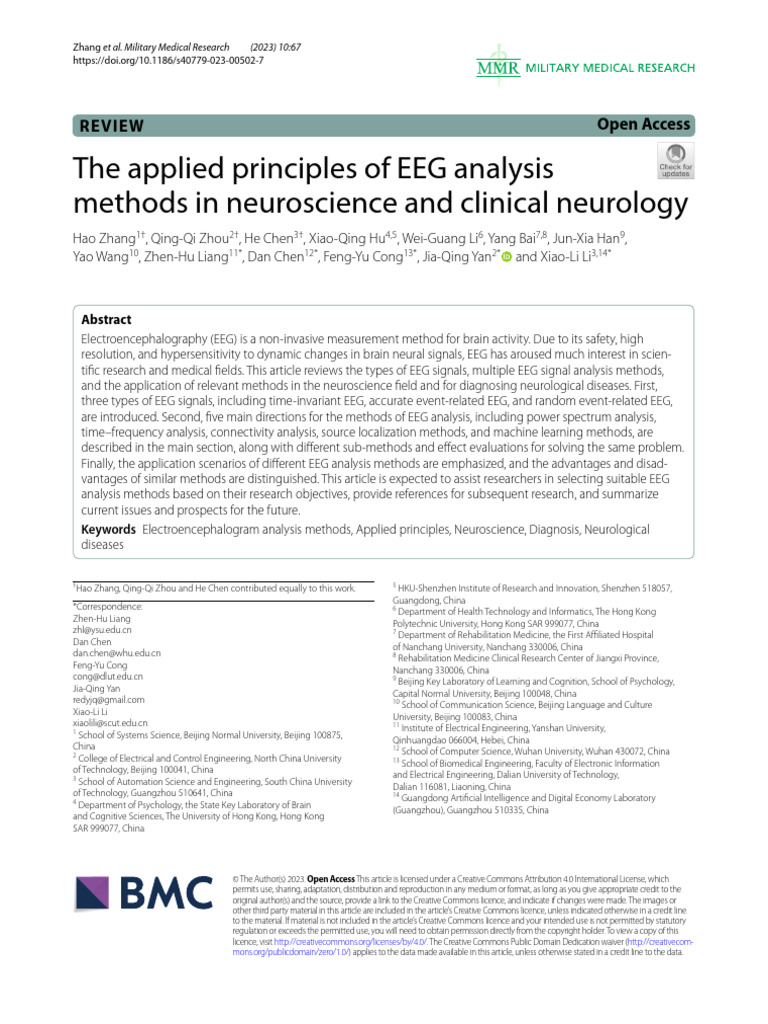The Applied Principles of EEG Analysis Methods in Neuroscience and Clinical Neurology | PDF ...