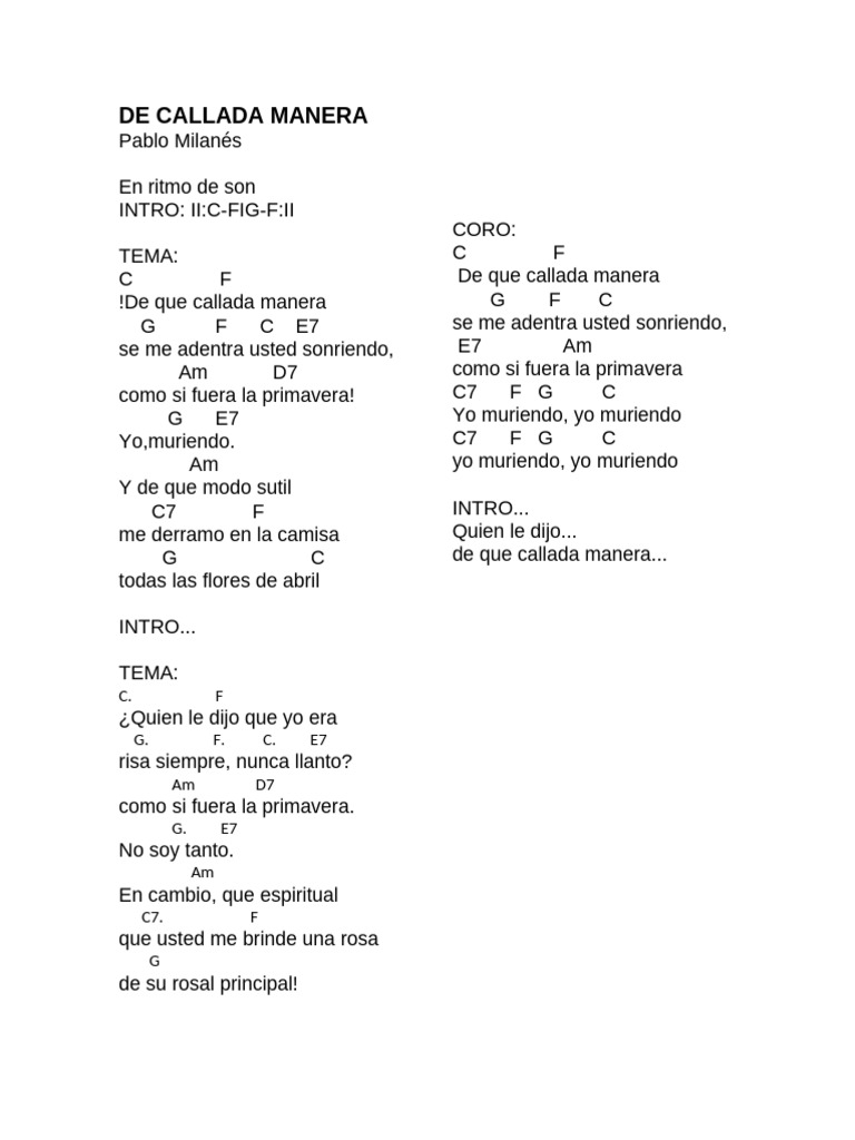 De Callada Manera | PDF