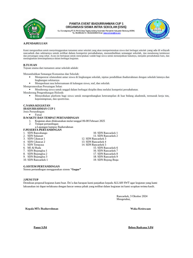 Panitia Event Ibadurrahman Cup 2 | PDF