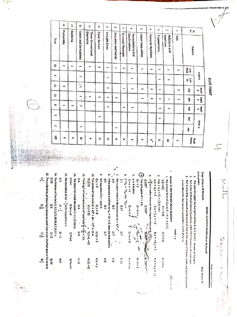 Maths 10 Model QP | PDF