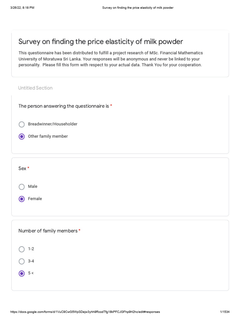Econ Survey - Google Forms | PDF | Tea | Elasticity (Economics)