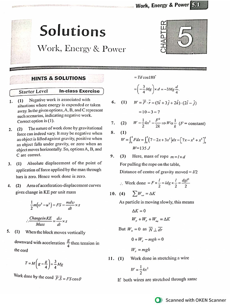 NEET PHYSICS- WORK ENERGY POWER SOLUTIONS | PDF