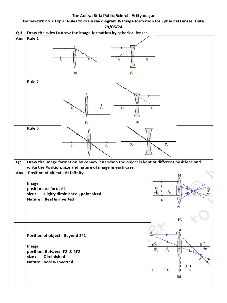 Class X Light Refraction HW No 7 June 29 | PDF