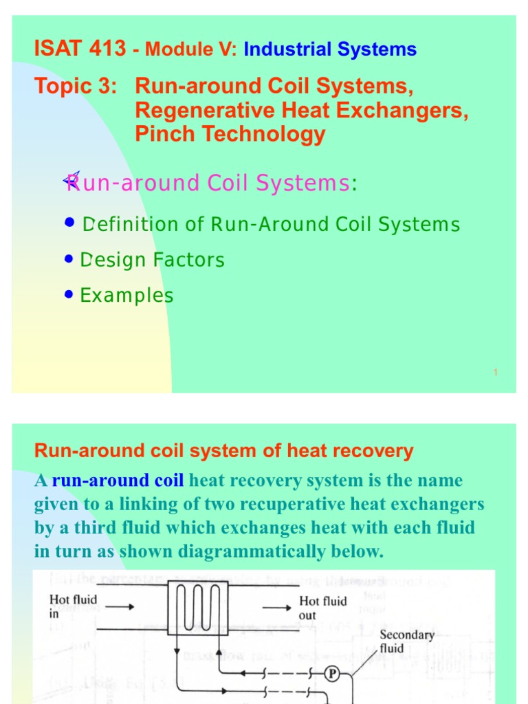 413 Topic v-3 (Run-Around Coil Systems, Regenerative Heat Ex Changers ...