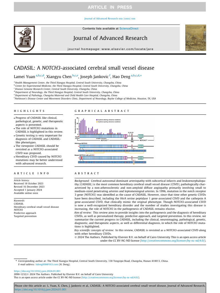 Cadasil Review | PDF | Diseases And Disorders | Medical Specialties