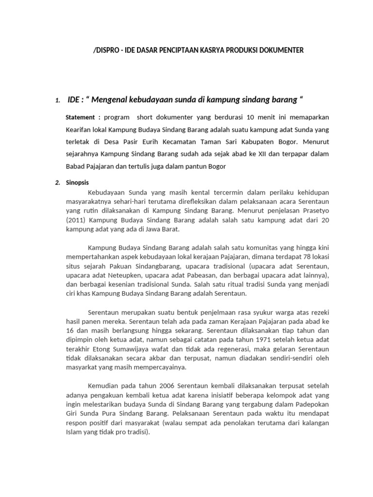 Dispro Kebudayaan Sunda Di Kampung Sindang Barang | PDF